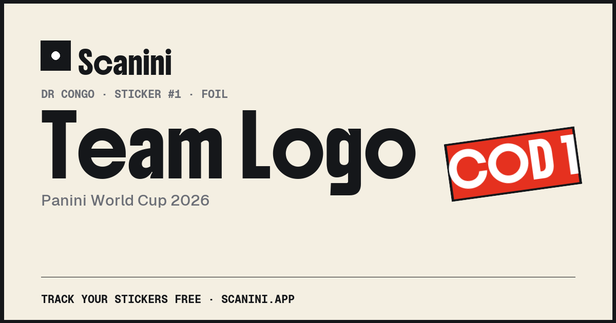 COD 1 — Team Logo | Panini World Cup 2026 sticker | Scanini