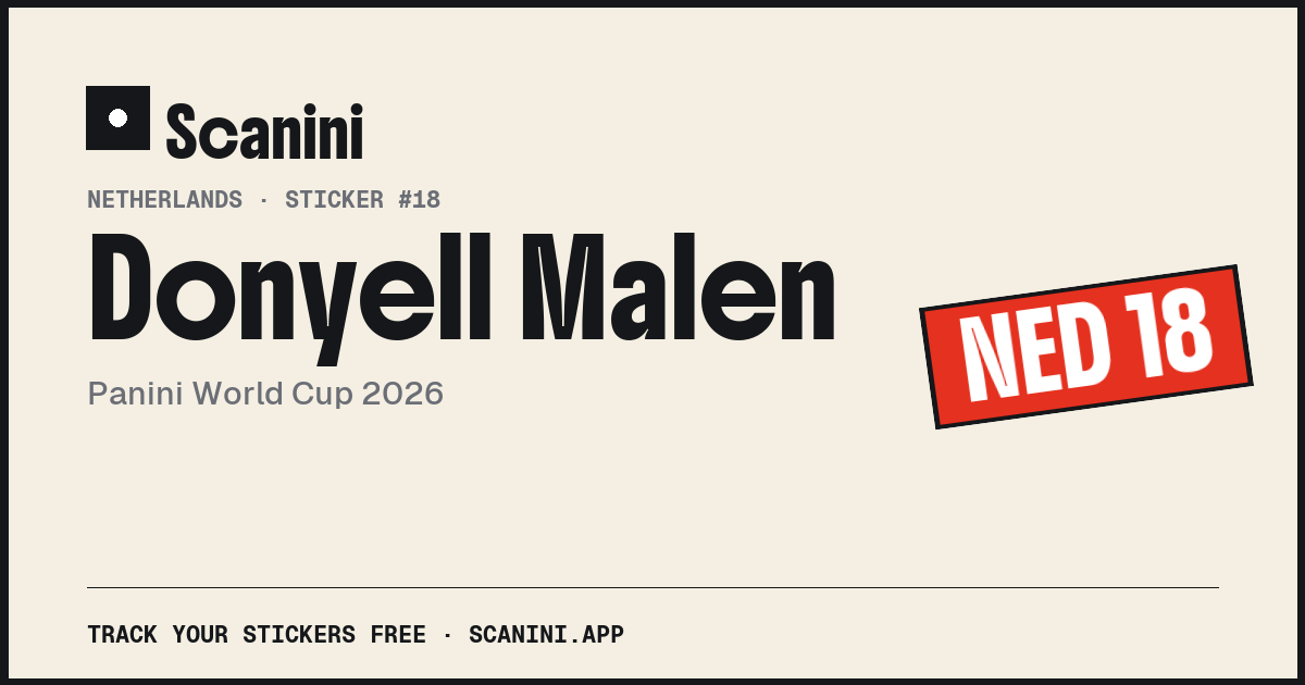 NED 18 — Donyell Malen | Panini World Cup 2026 sticker | Scanini